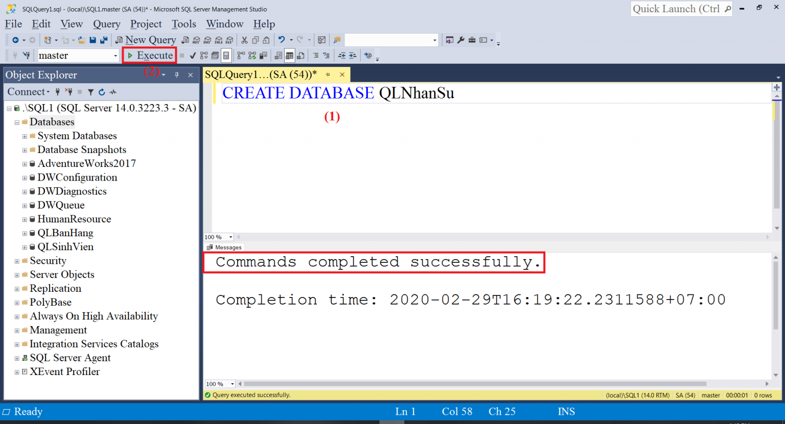 CREATE DATABASE - Lệnh tạo CSDL