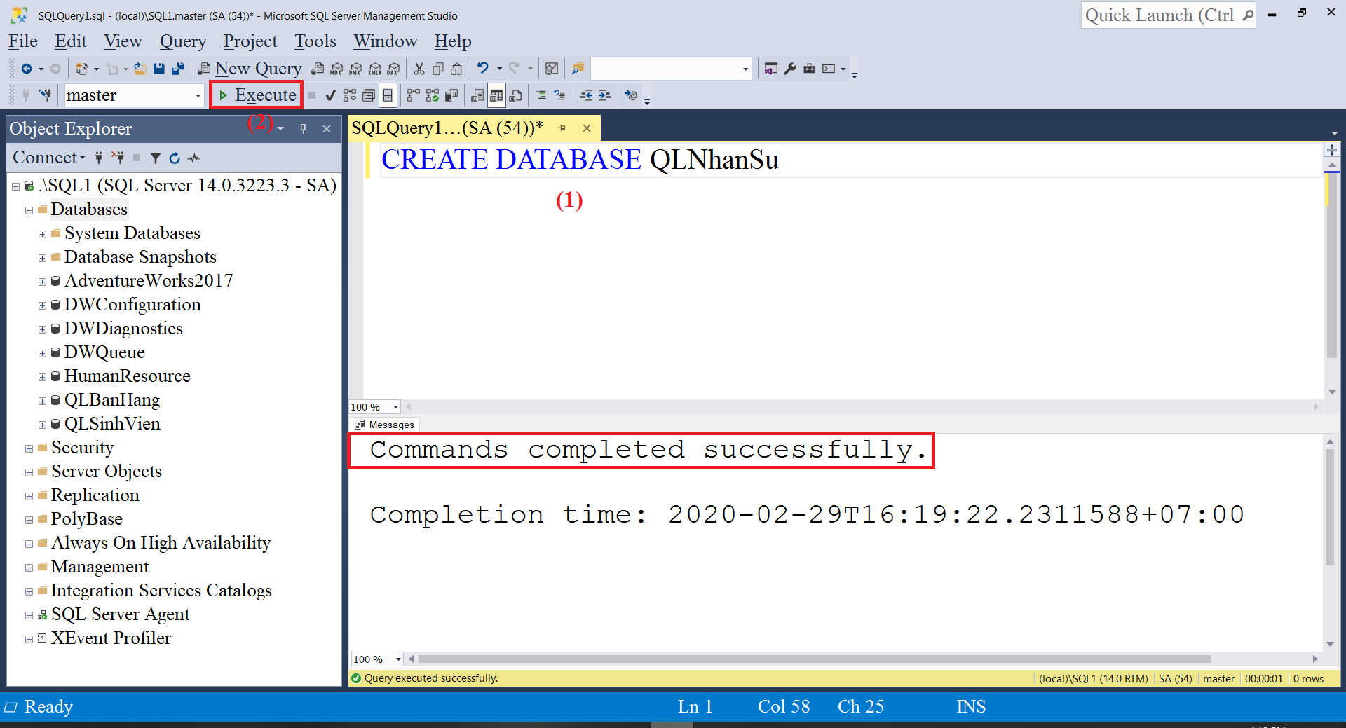 CREATE DATABASE - Lệnh tạo CSDL