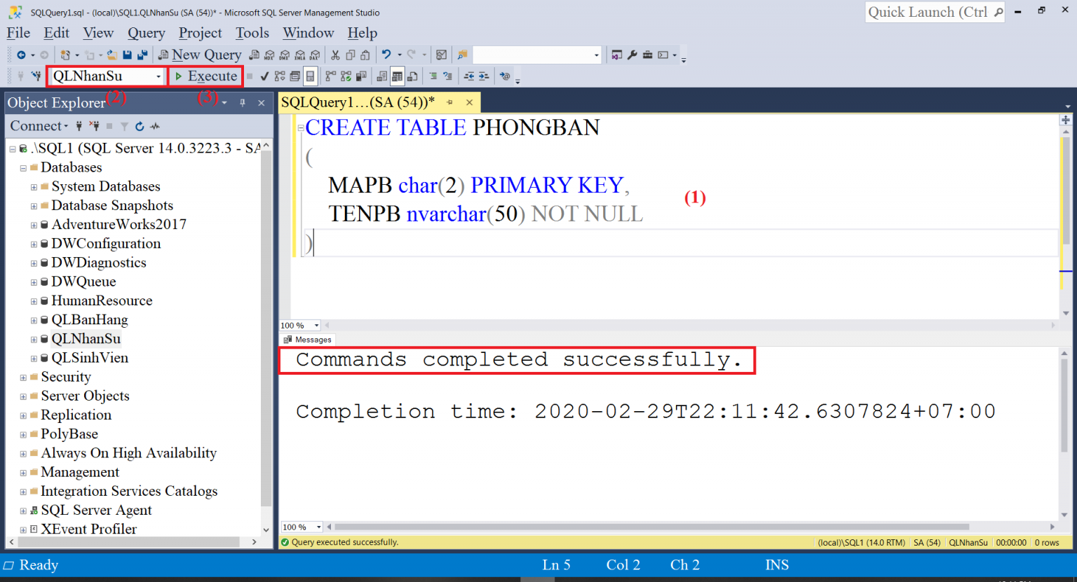 CREATE TABLE - Lệnh tạo bảng