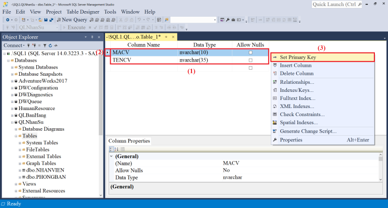 CREATE TABLE - Lệnh tạo bảng