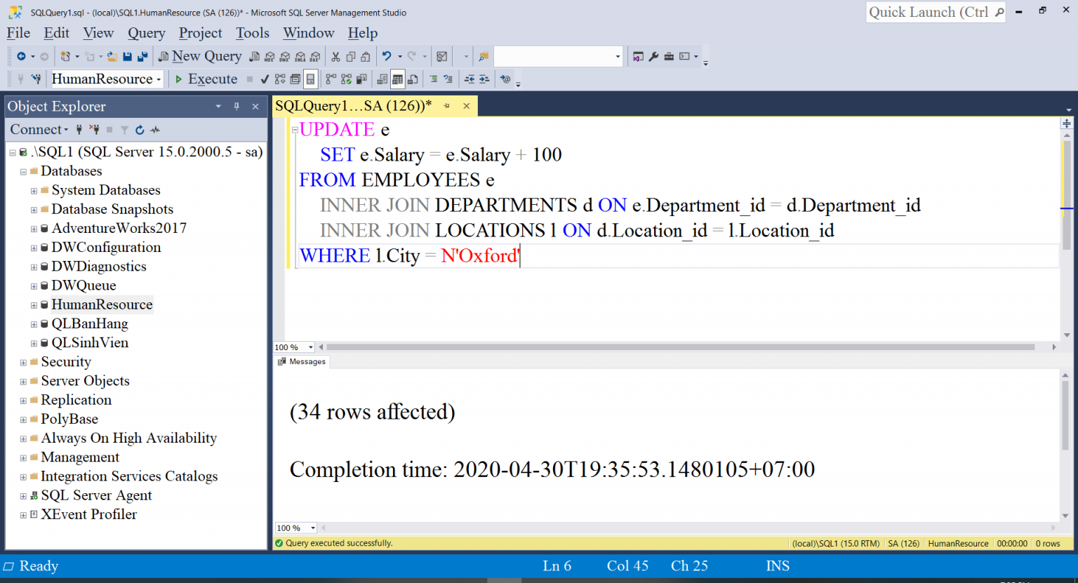 UPDATE - Lệnh sửa dữ liệu