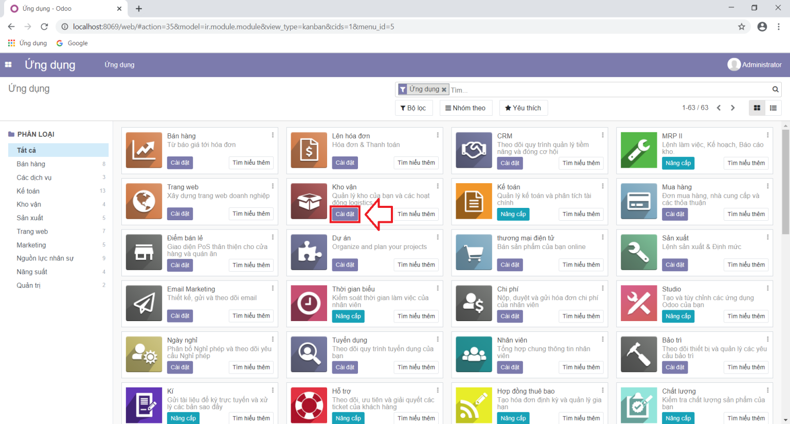 Cài đặt Odoo Community